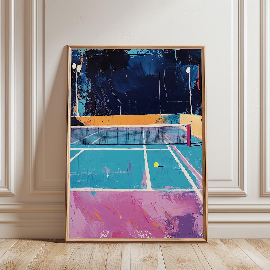 Tennis Court Art Print, Oil Painting Abstract Sports Decor, Minimalist ...
