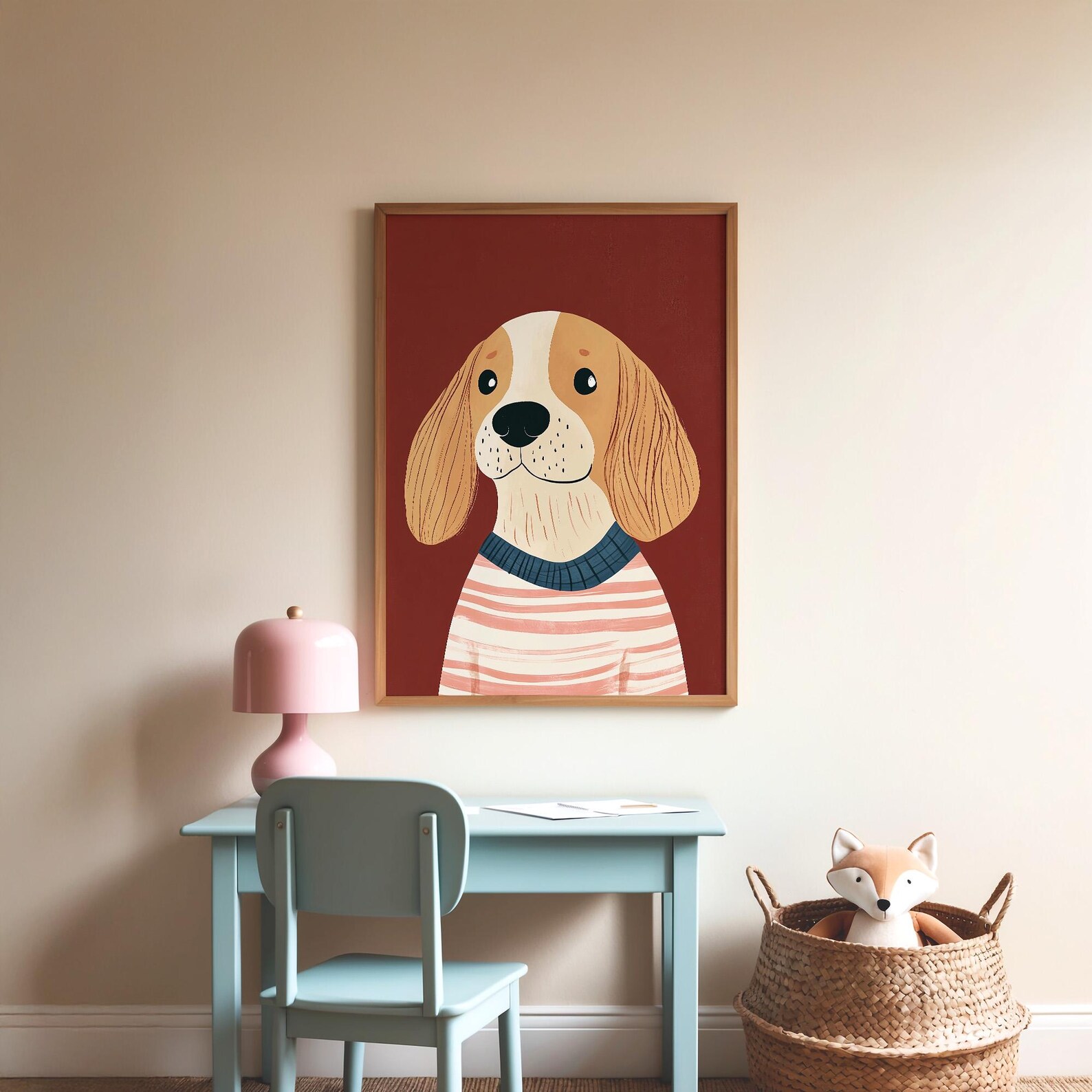Cute Dog Wall Art Print, Kids Room Decor, Nursery Animal Art, Dog Lover ...