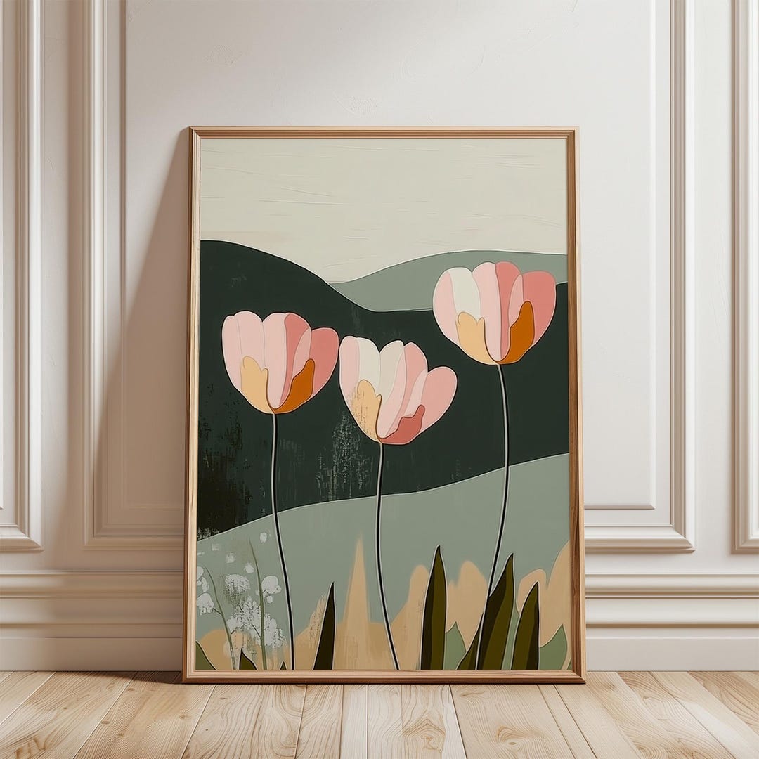 Lovely Tulip Art Print, Abstract Wall Art, Flower Market, Botanical ...