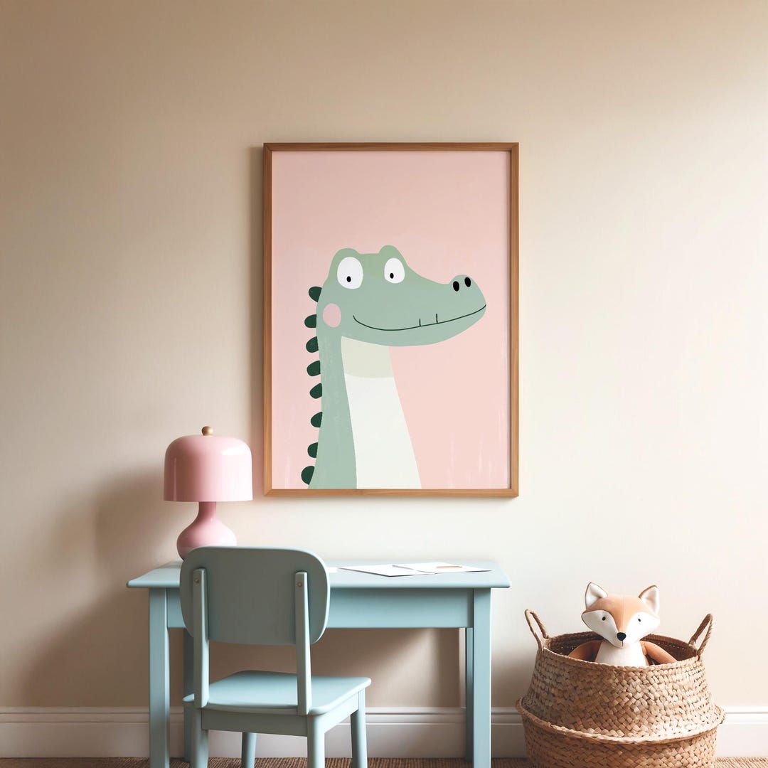 Crocodile Wall Art Print for Kids Room, Fun Animal Art, Playful Baby ...