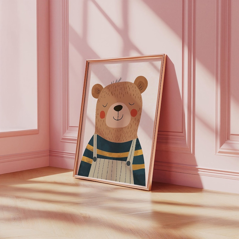Bear Wall Art, Nursery Kids Room Print, Cute Bear Printable, Happy Bear ...