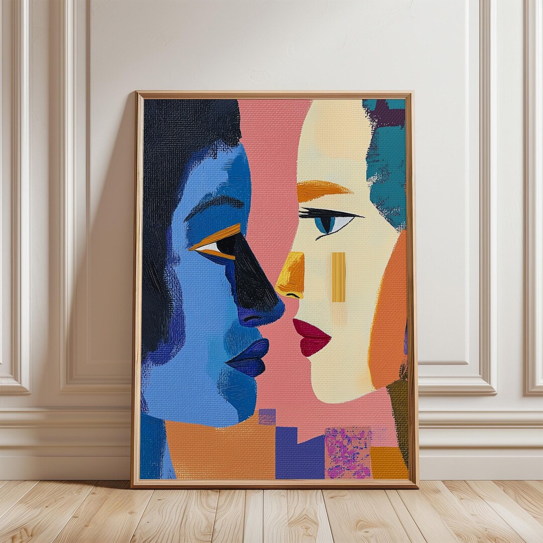 Abstract Cubist Face Art Print, Contemporary Digital Portrait ...