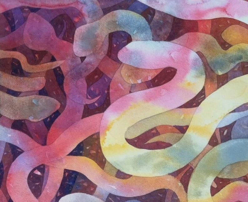Original Watercolor Painting snake Farm 2 Warm - Etsy