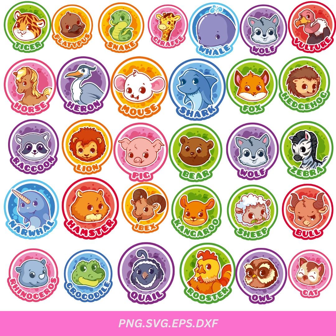 Animals MEGA Bundle – 40 Adorable Animal SVG PNG Clipart! - Etsy