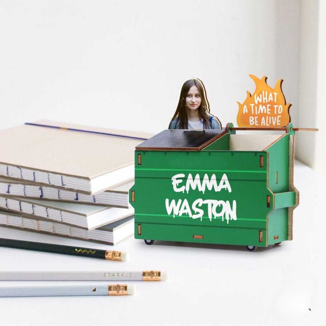Personalized Mini Dumpster Fire Desk Organizer - Funny Fire Dumpster ...