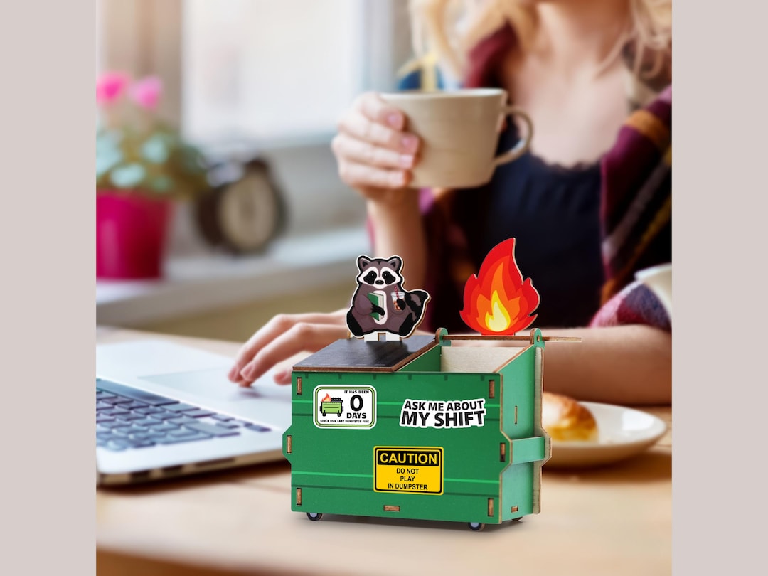 Customized Mini Dumpster Fire Gift Desk Organizer Dumpster Trash Can ...
