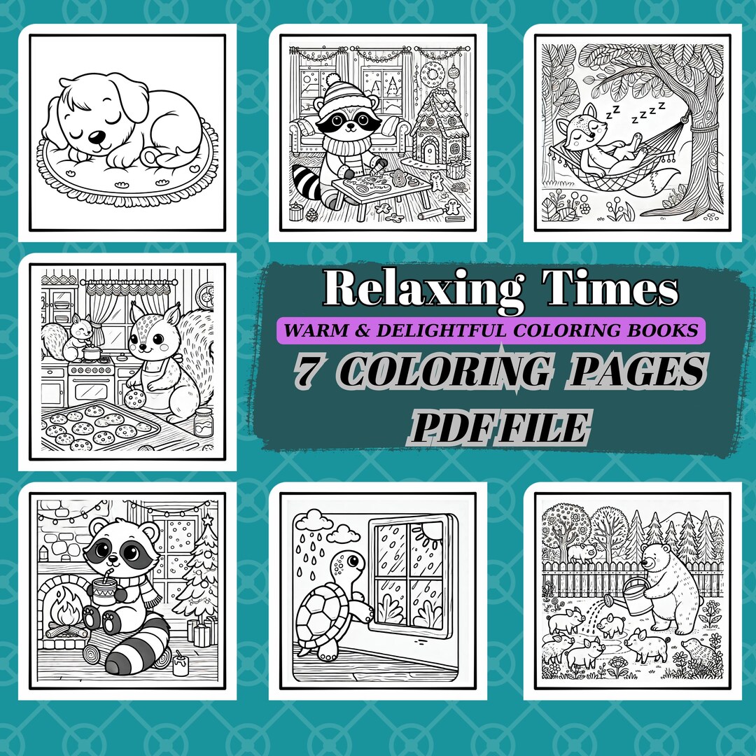 Relaxing Times Printable Coloring Pages - Digital Calm & Cozy Line Art ...