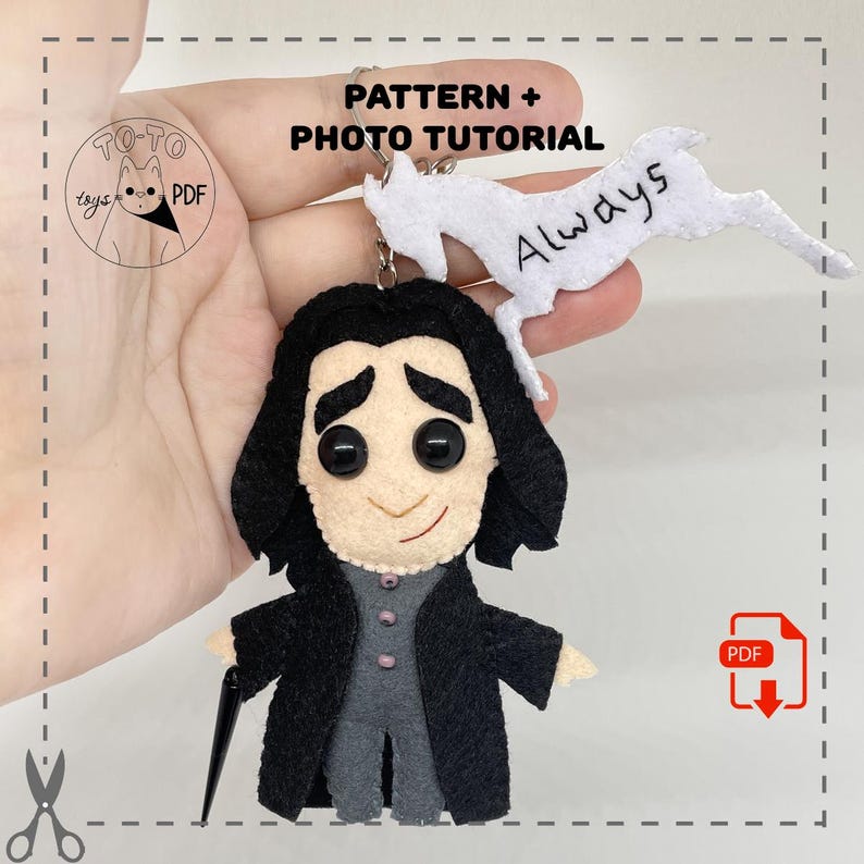 Dark-robed Wizard. PDF Felt Doll Pattern. DIY Potion Master Plush Toy ...