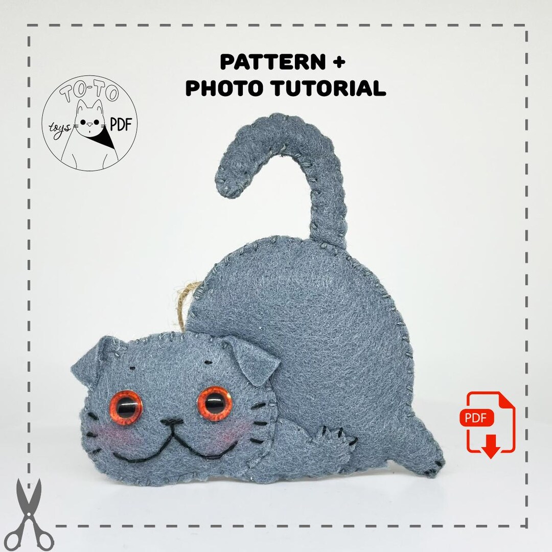 Scottish Fold Cat Felt Pattern. Easy Pattern Animals. Pattern Pets Felt ...