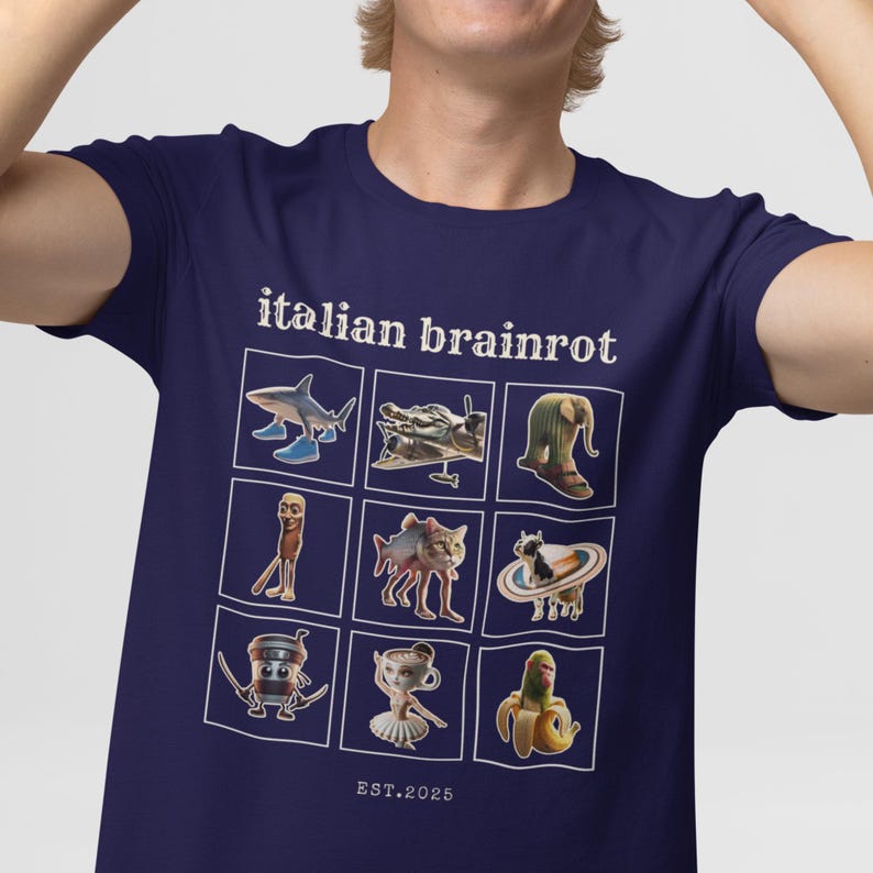 Italian Brainrot Characaters, Tiktok Meme Funny Tee, Tung Tung Tung ...