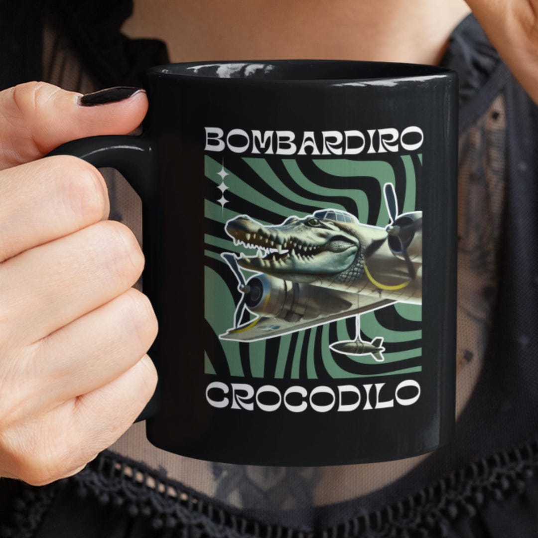 Bombardiro Crocodilo Meme Mug, Italian Brainrot, Social Media Humor ...