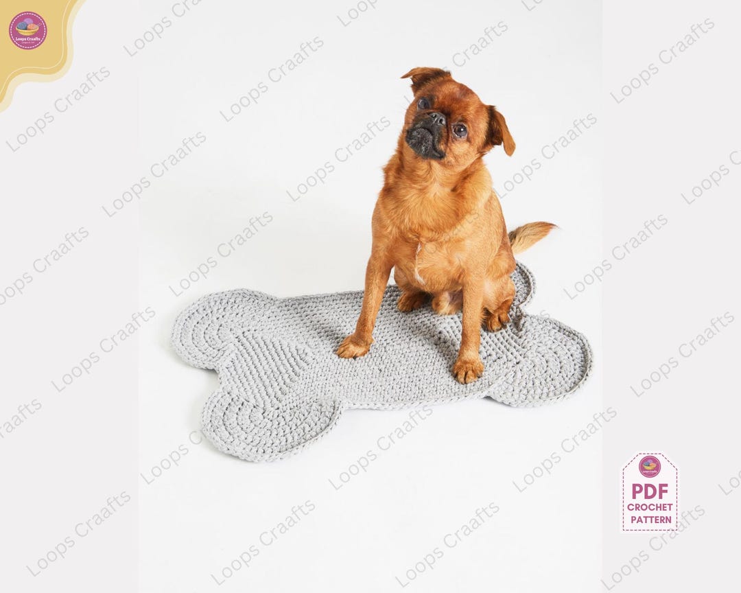 Dog Bone Bowl Mat Crochet Pattern Easy Pet Mat Crochet Tutorial Cute ...