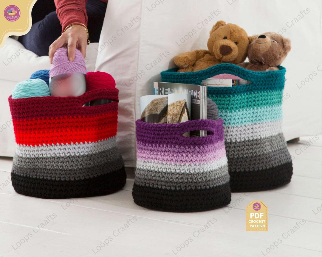 Simple Crochet Basket Pattern Two Tone Crochet Basket Pattern for ...