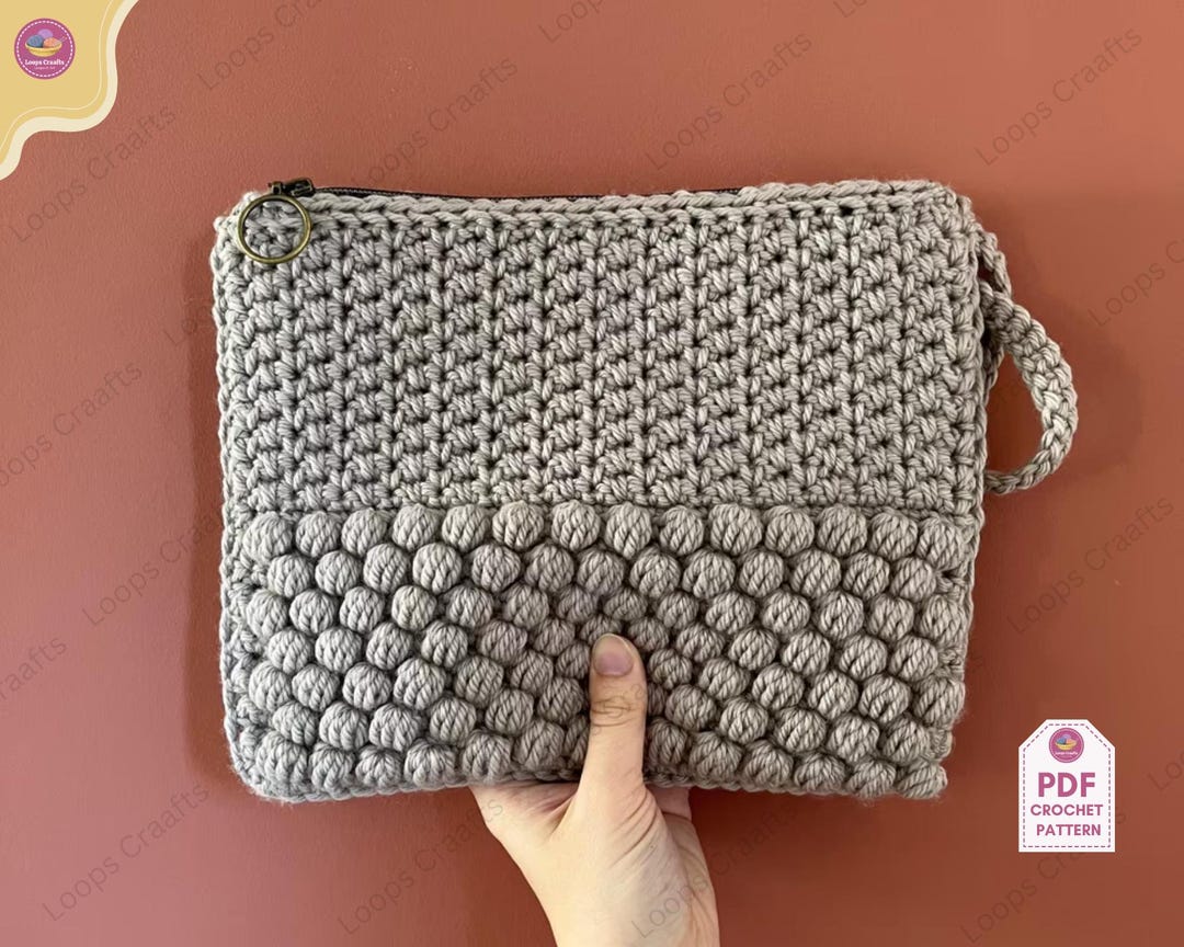 Bubble Clutch Bag Crochet Pattern Bobble Stitch Purse DIY Crochet ...
