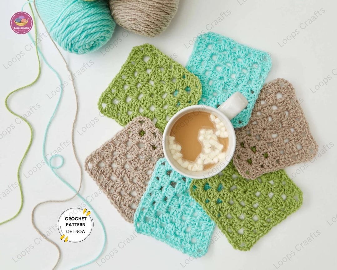 Square Crochet Coasters Pattern | Square Coaster | DIY Cute Coaster Crochet Pattern | Handmade ...