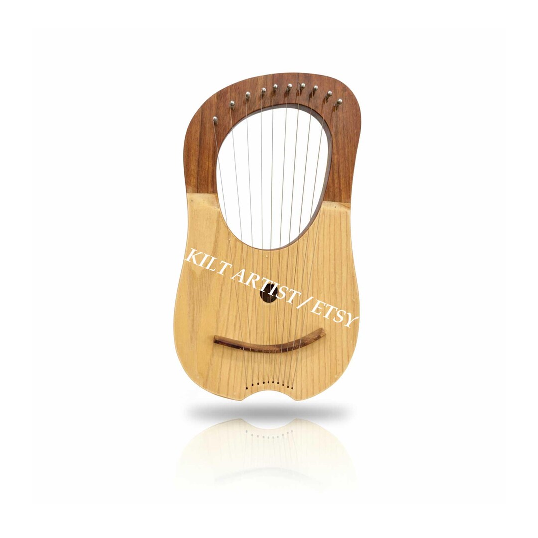 Rosewood 10-string Lyre Harp - Handmade Wooden Instrument With Metal ...