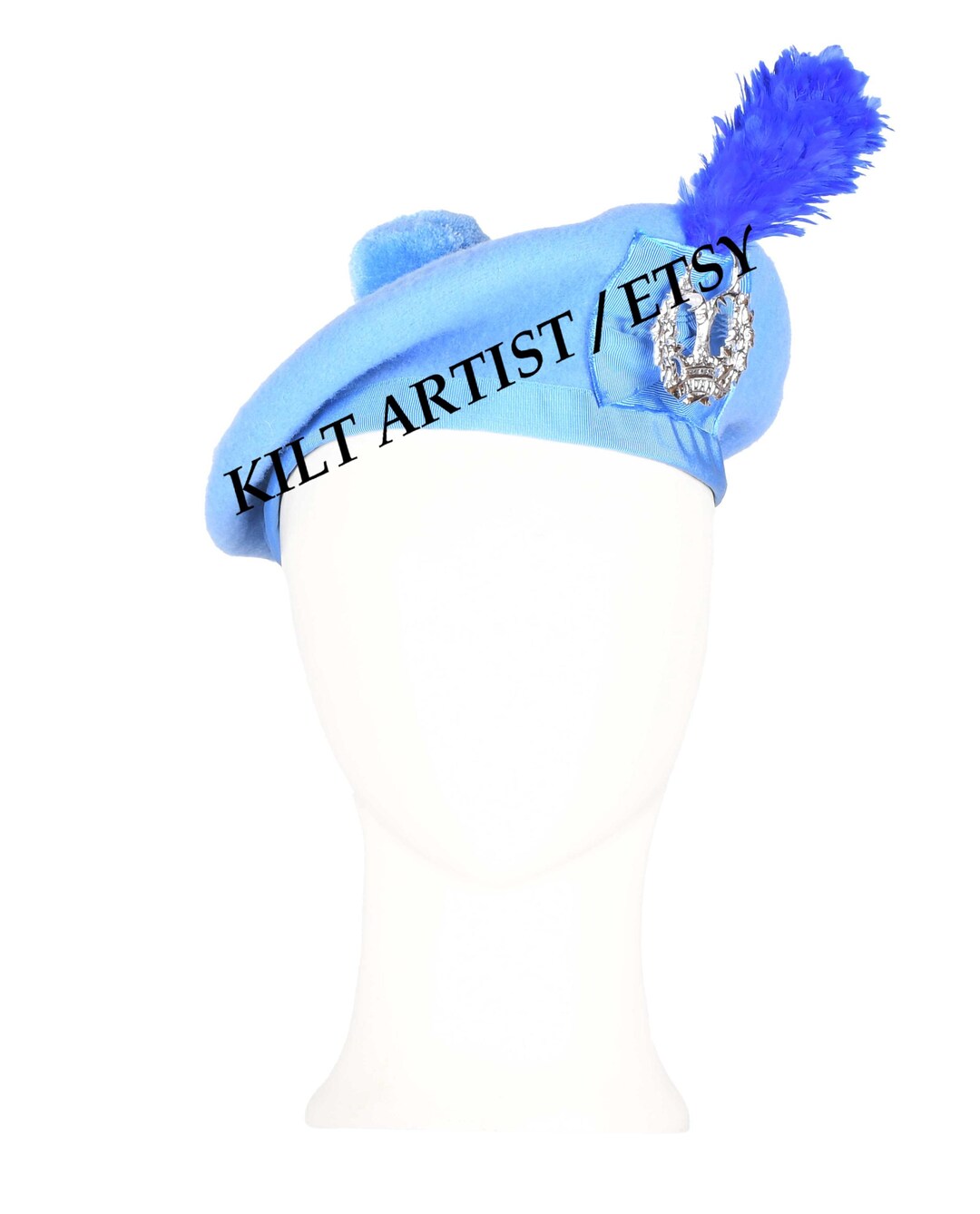 Royal Blue Scottish Handmade Highlander Military Piper Balmoral Hat ...