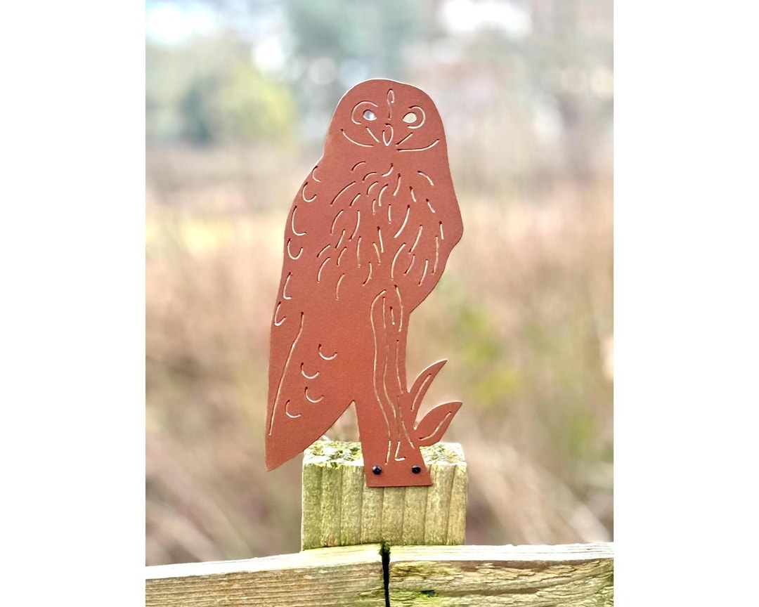 Metal Owl Garden Decor, Metal Owl Yard Art, Bird Sculpture Outdoor ...
