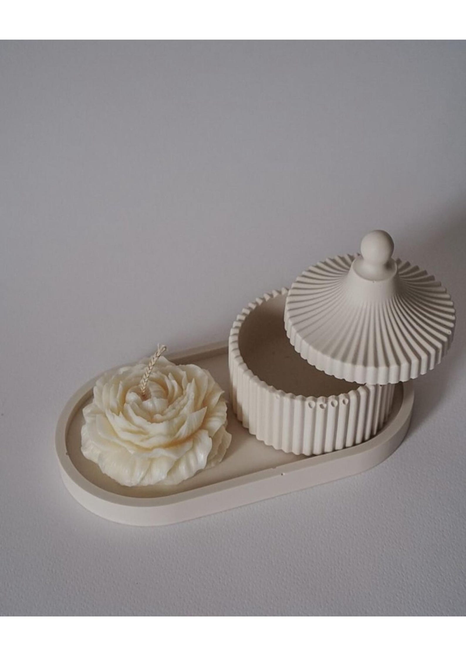 Handcrafted Gypsum White Home Decor – Jewelry Storage, Candle Holder ...