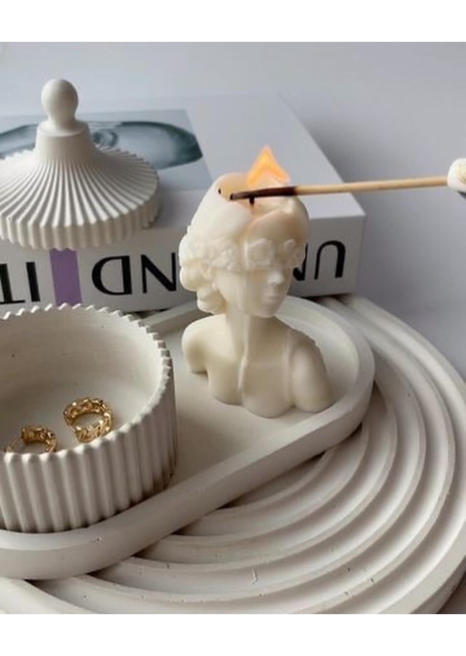 Handcrafted Gypsum White Home Decor – Jewelry Storage, Candle Holder ...