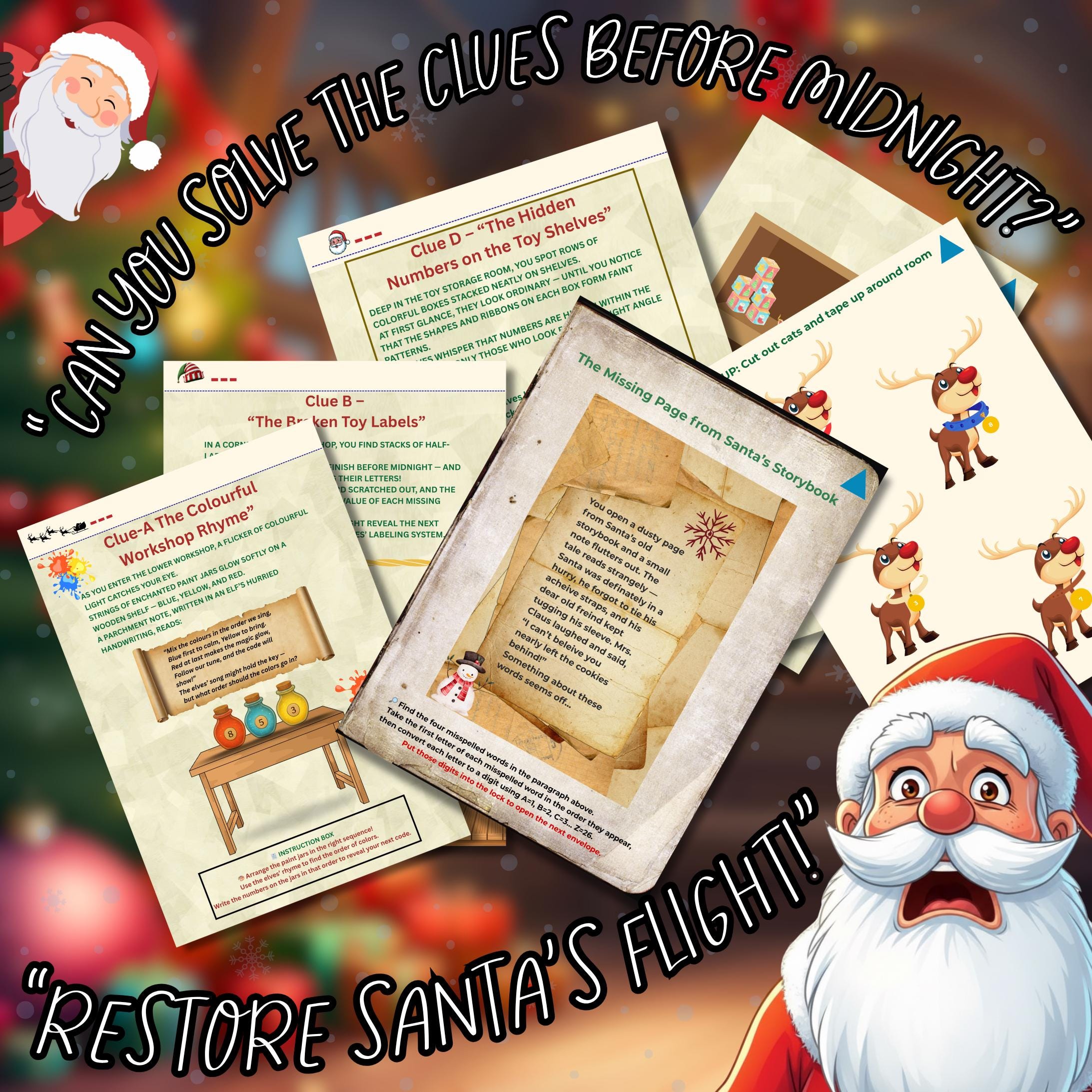 Christmas Escape Room Game – Save Santa DIY Kit | At-home Print and ...
