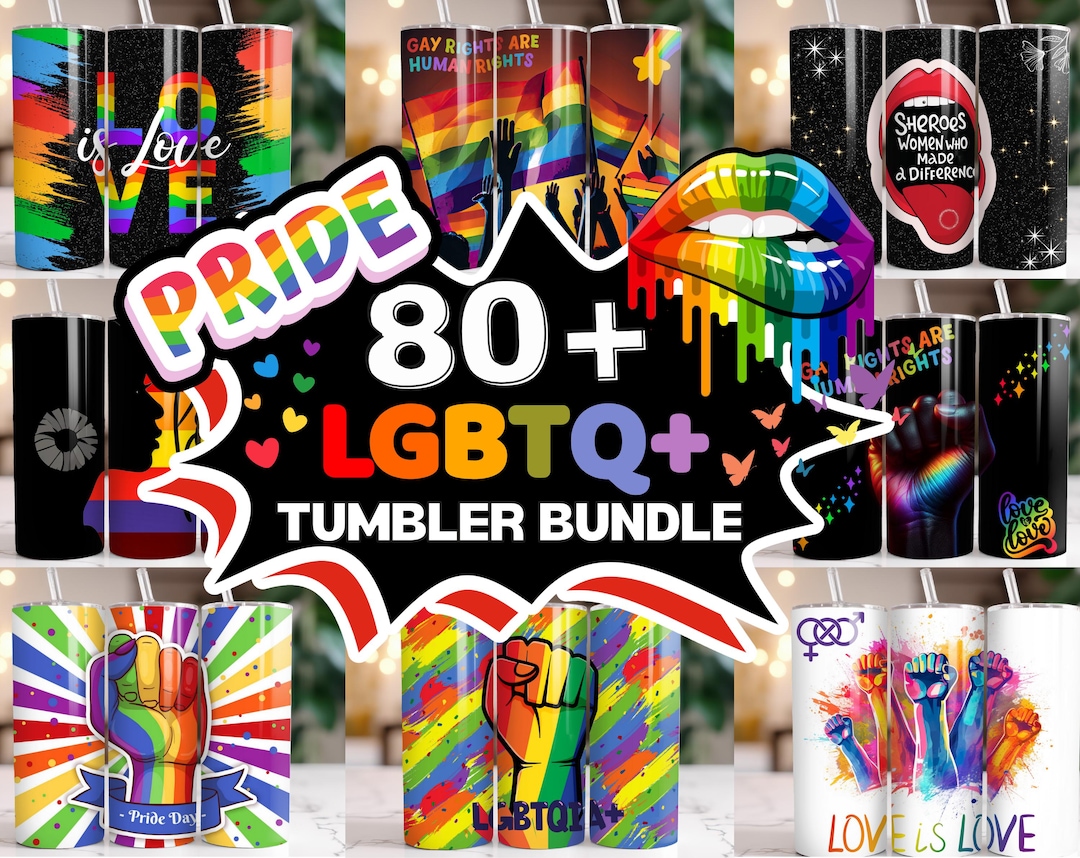 80+ LGBTQ Pride Tumbler PNG Bundle | Rainbow Tumbler Wraps | Love Wins ...