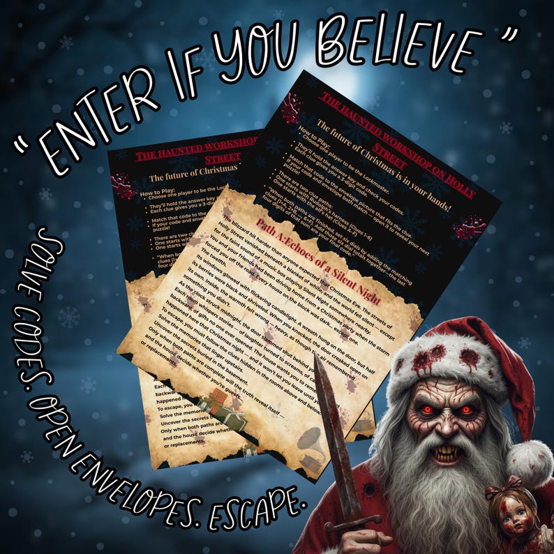 Christmas Escape Room Printable Game | Creepy Holiday Puzzle Night ...