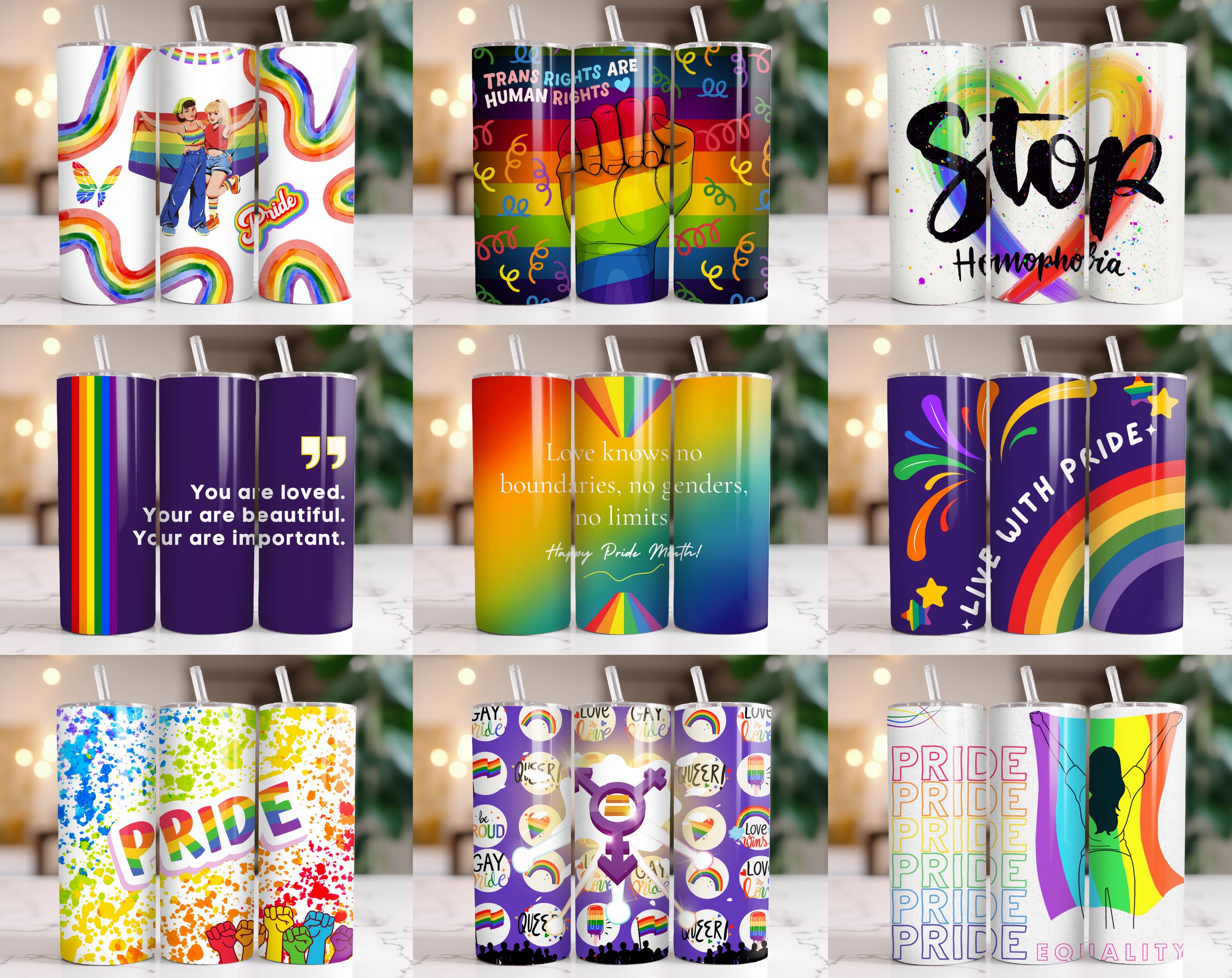 80+ LGBTQ Pride Tumbler PNG Bundle | Rainbow Tumbler Wraps | Love Wins ...