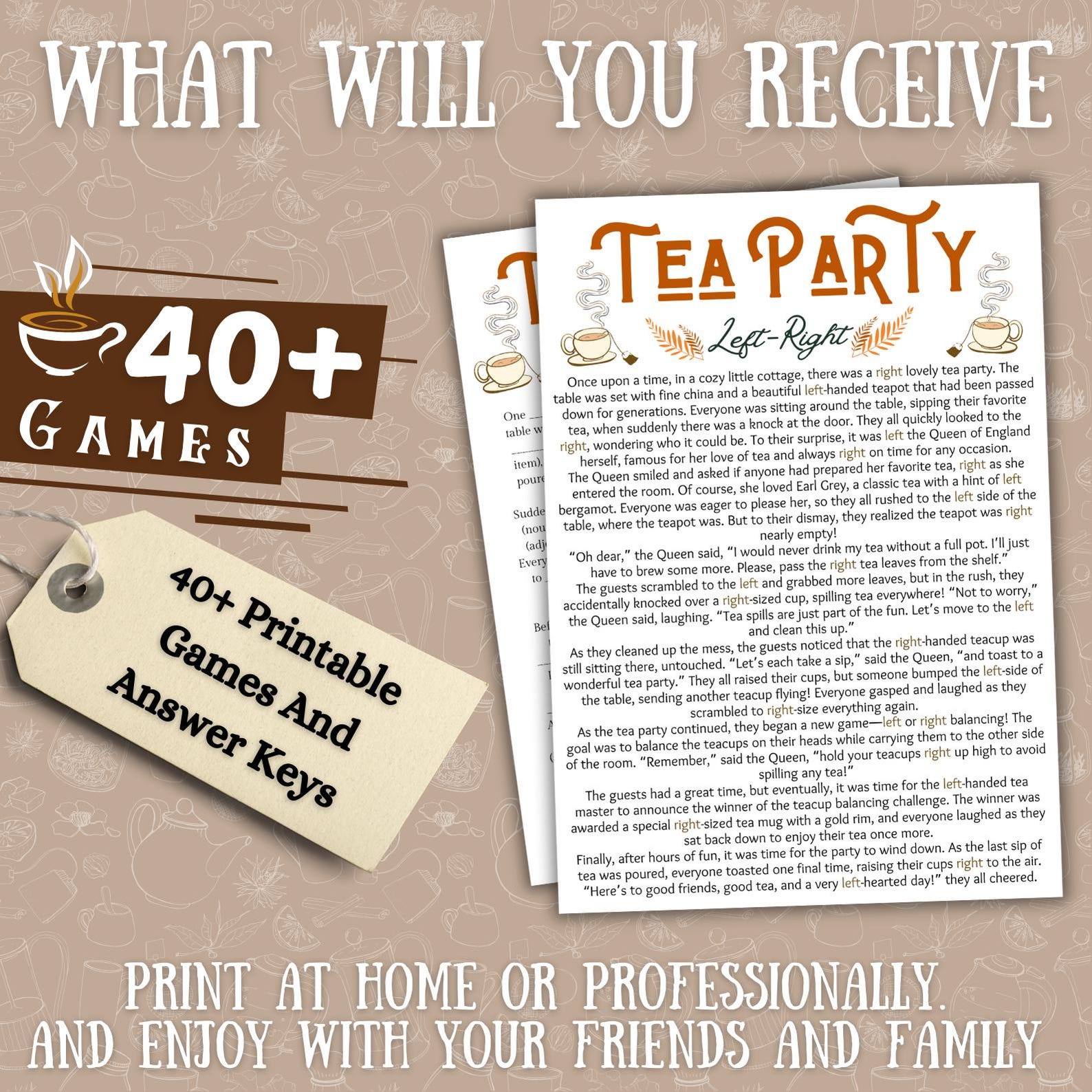 Tea Party Games MEGA Bundle | 40+ Printable Activities for Adults ...