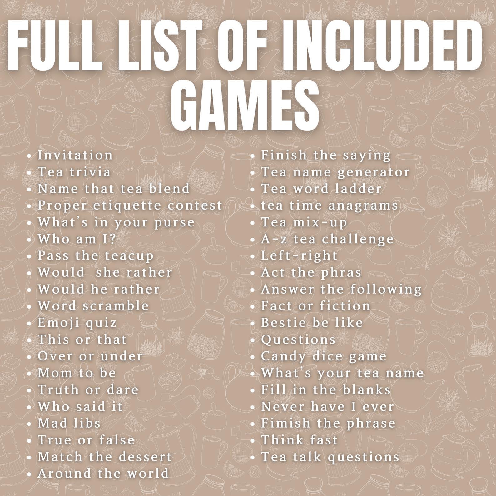 Tea Party Games MEGA Bundle | 40+ Printable Activities for Adults ...