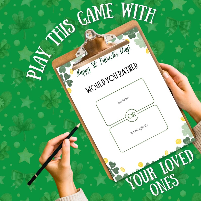 St. Patrick's Day Would You Rather Game | Fun St. Paddy's Day Party ...