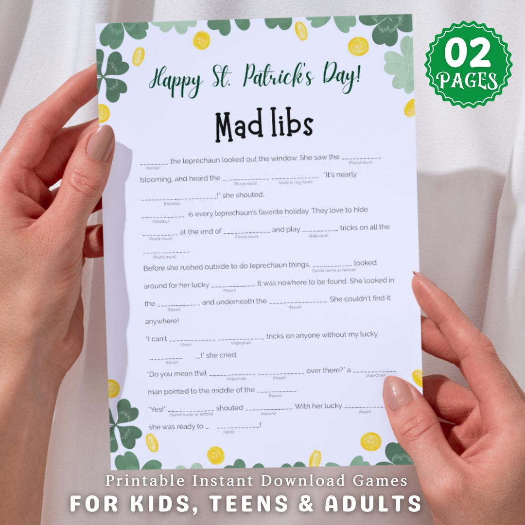 St Patrick's Mad Libs | Spooky Story Fill-in-the-blanks Game | Fun ...