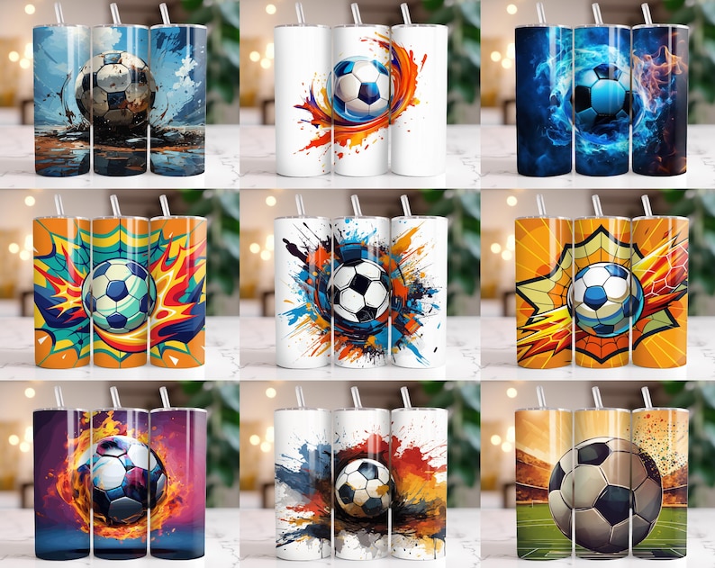 30+ Soccer Ball Tumbler PNG Bundle | Football Sublimation Wraps for ...