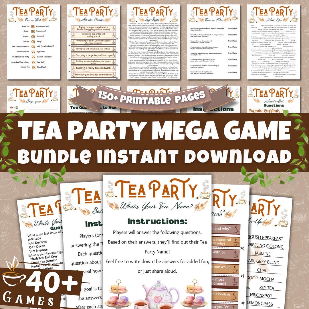 Tea Party Games MEGA Bundle | 40+ Printable Activities for Adults ...