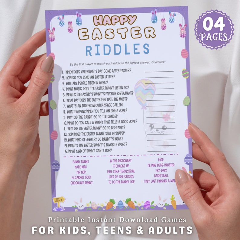 Easter Riddle Me This Game, Fun Easter Party Game, Easter Trivia and ...