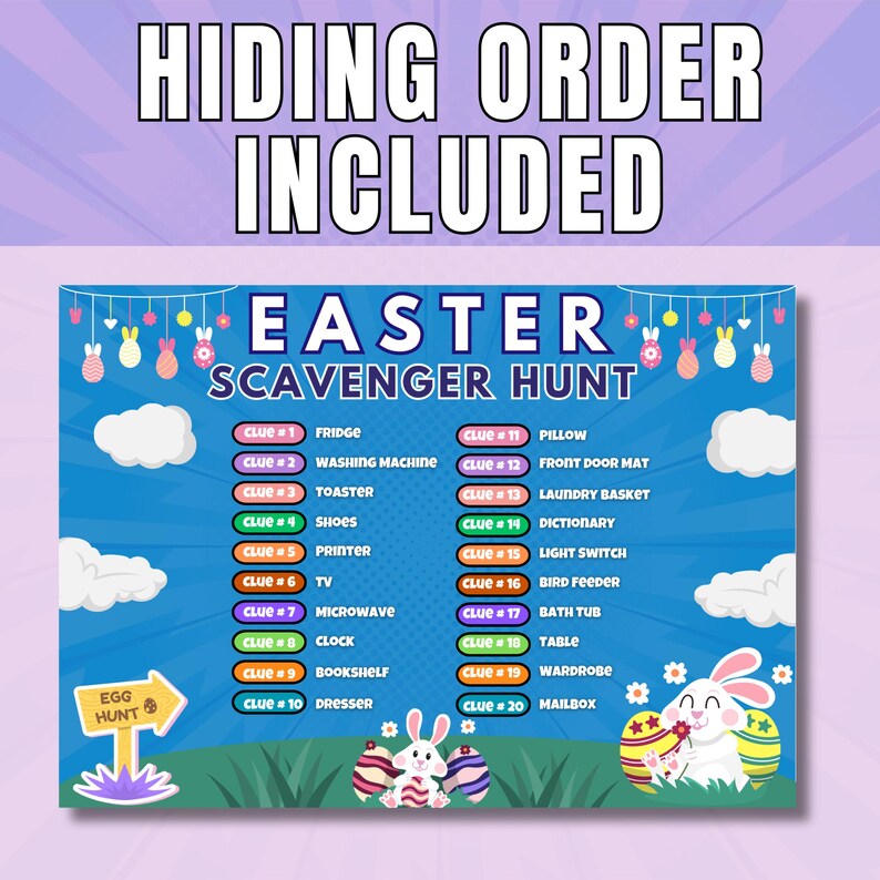 Printable Easter Indoor Scavenger Hunt for Kids | Fun Easter Egg Hunt ...