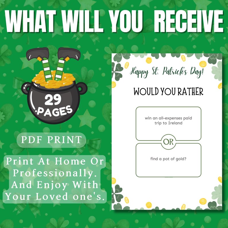St. Patrick's Day Would You Rather Game | Fun St. Paddy's Day Party ...