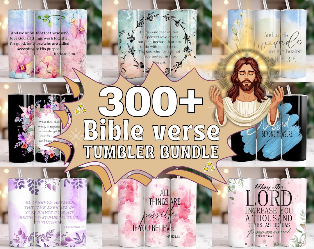 300+ Bible Verse Tumbler Designs Bundle | Christian PNG Wraps for 20oz ...