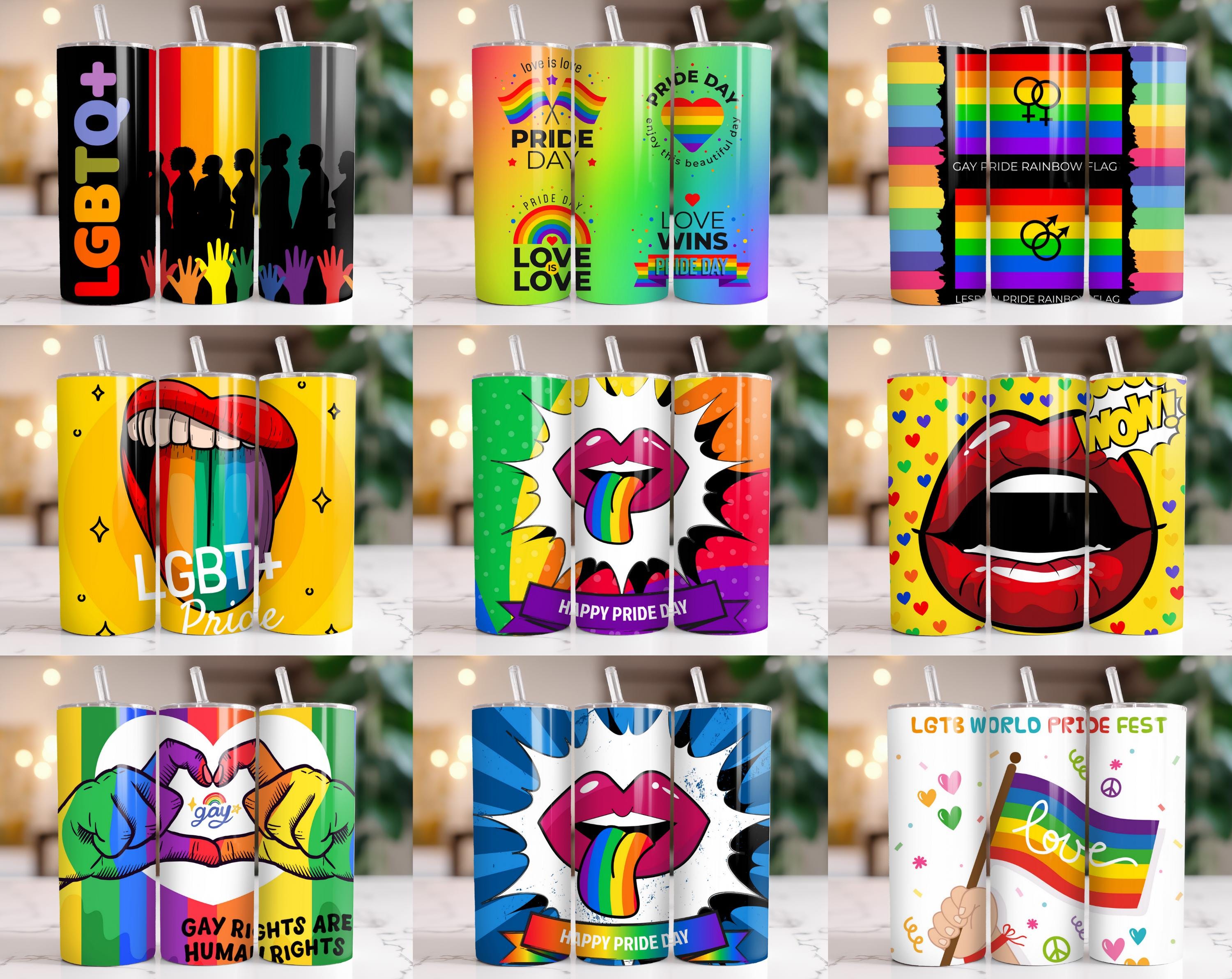 80+ LGBTQ Pride Tumbler PNG Bundle | Rainbow Tumbler Wraps | Love Wins ...