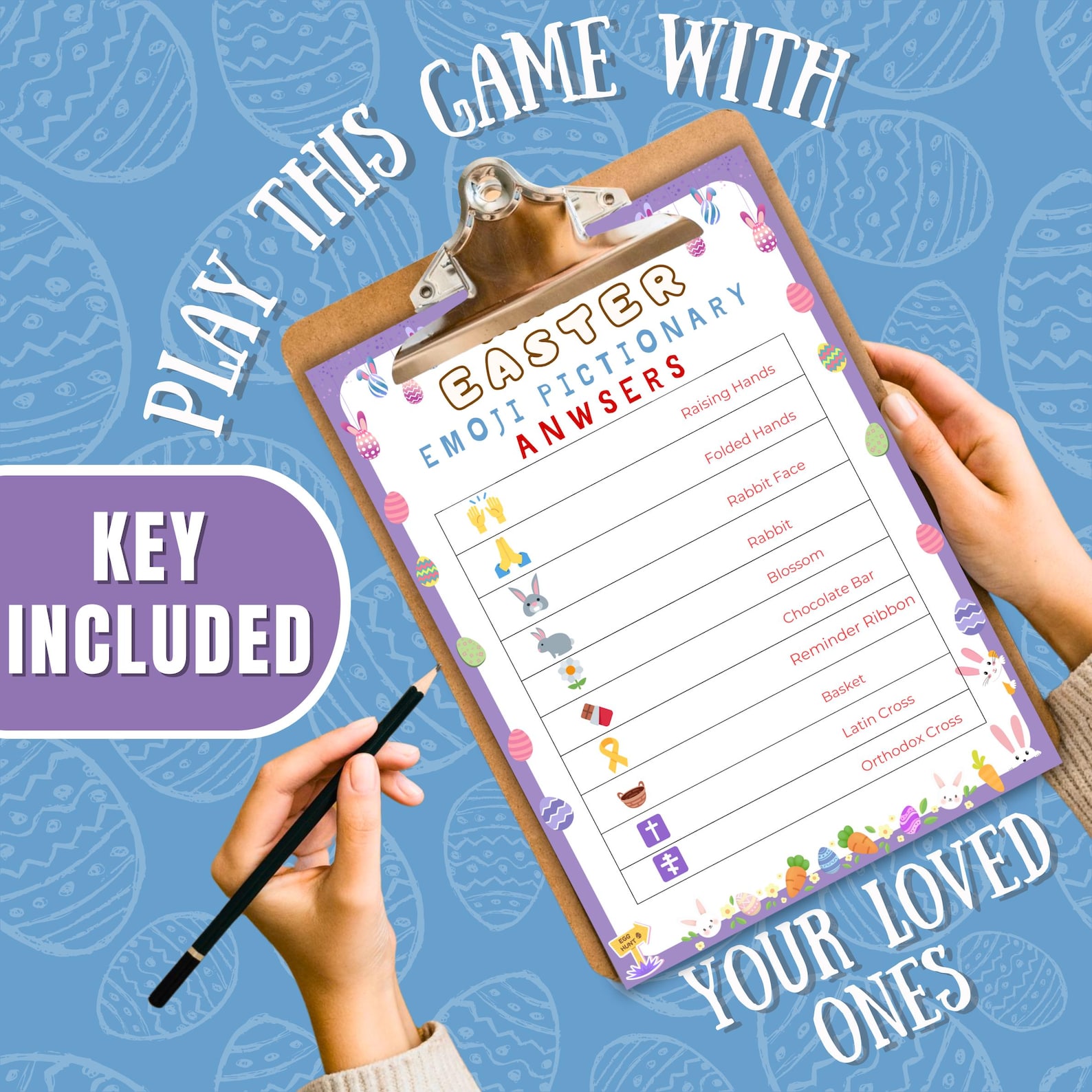 Easter Emoji Pictionary, Fun Easter Party Game, Printable Activity for ...