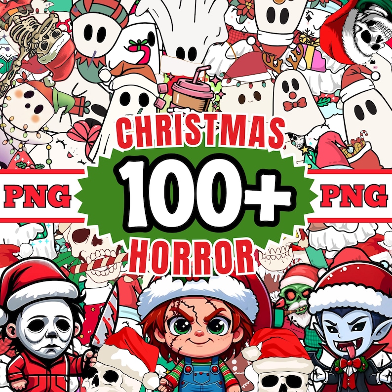 Christmas Horror PNG Bundle 100+ Scary Characters, Holiday Ghosts and ...