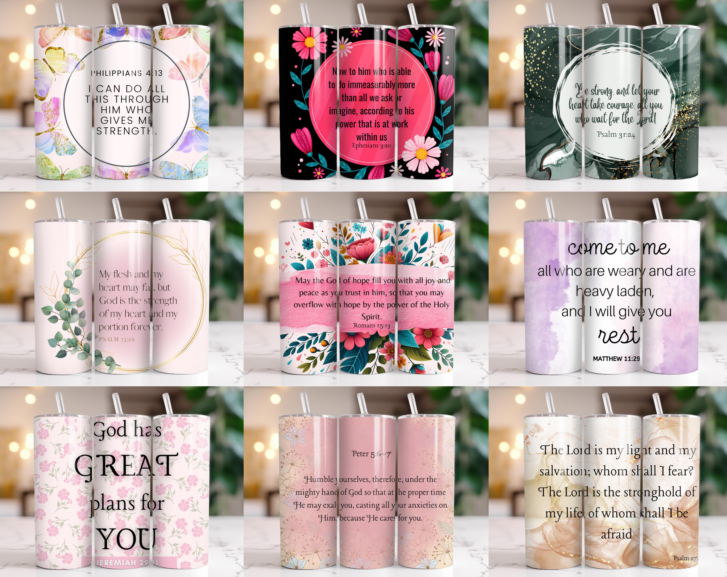 300+ Bible Verse Tumbler Designs Bundle | Christian PNG Wraps for 20oz ...