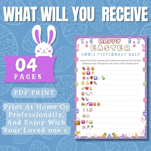 Easter Emoji Pictionary, Fun Easter Party Game, Printable Activity for ...