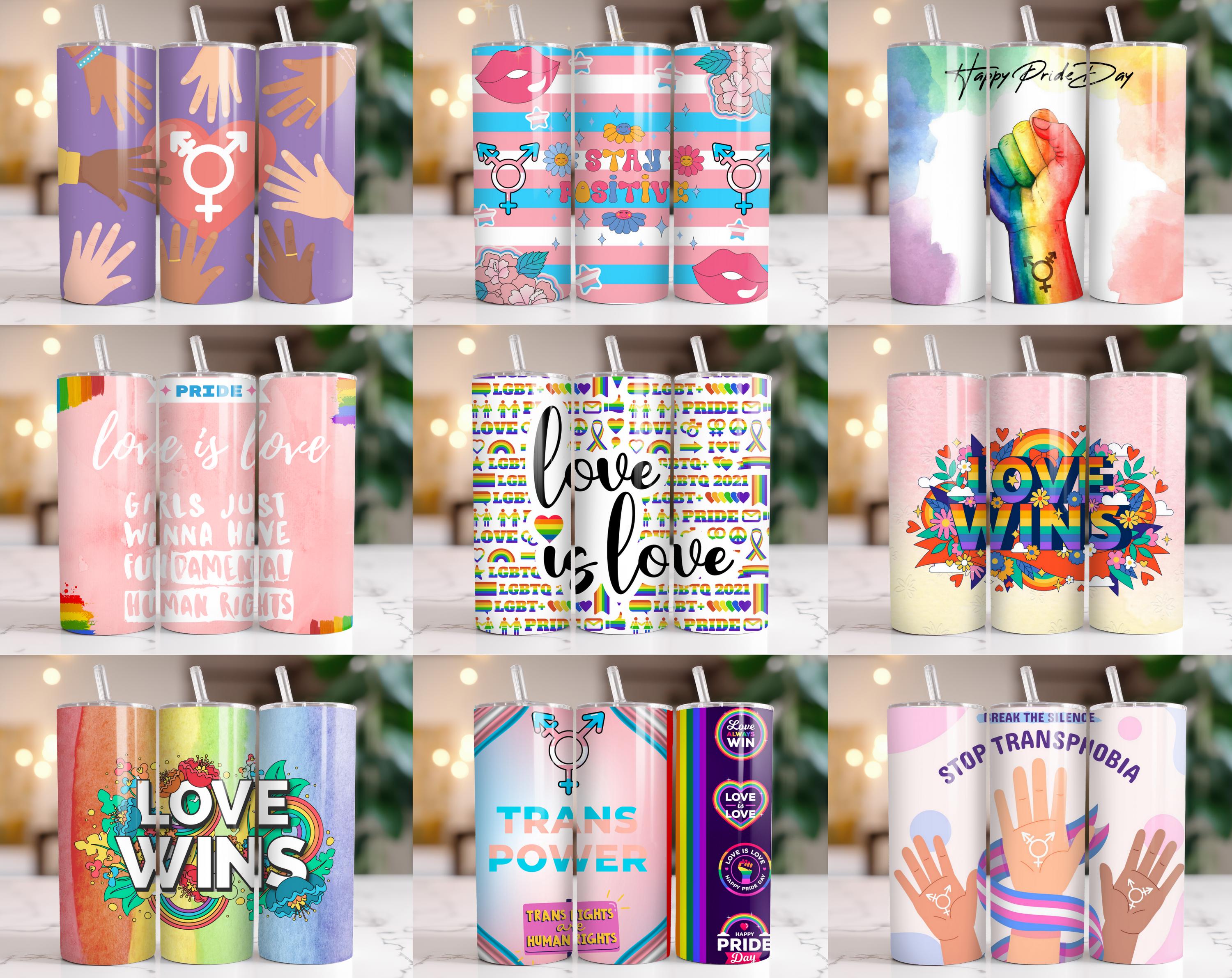 80+ LGBTQ Pride Tumbler PNG Bundle | Rainbow Tumbler Wraps | Love Wins ...