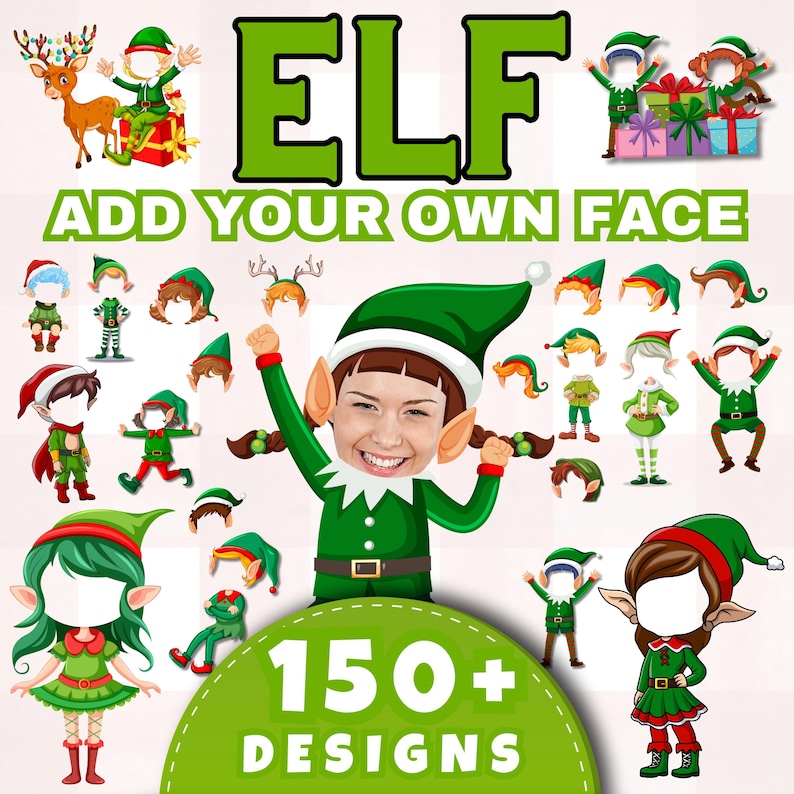 Modelos de fotos de elfos, adicione seu rosto, mais de 150 designs, PNG ...
