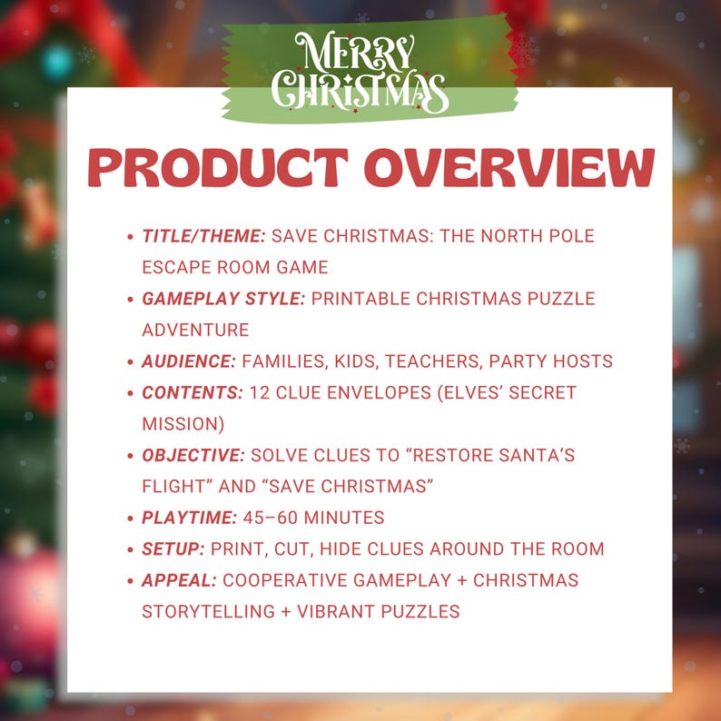 Christmas Escape Room Game – Save Santa DIY Kit | At-home Print and ...