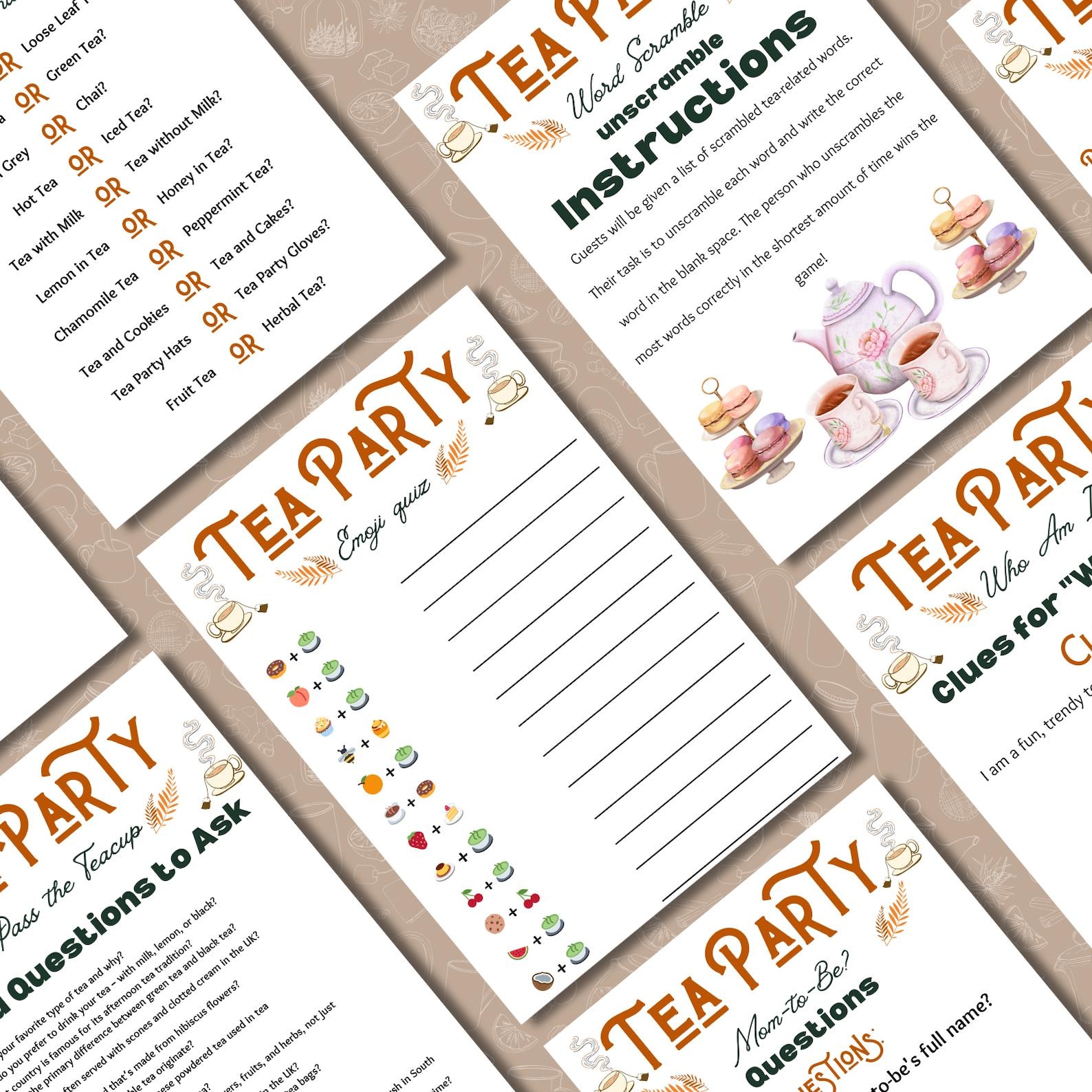 Tea Party Games MEGA Bundle | 40+ Printable Activities for Adults ...