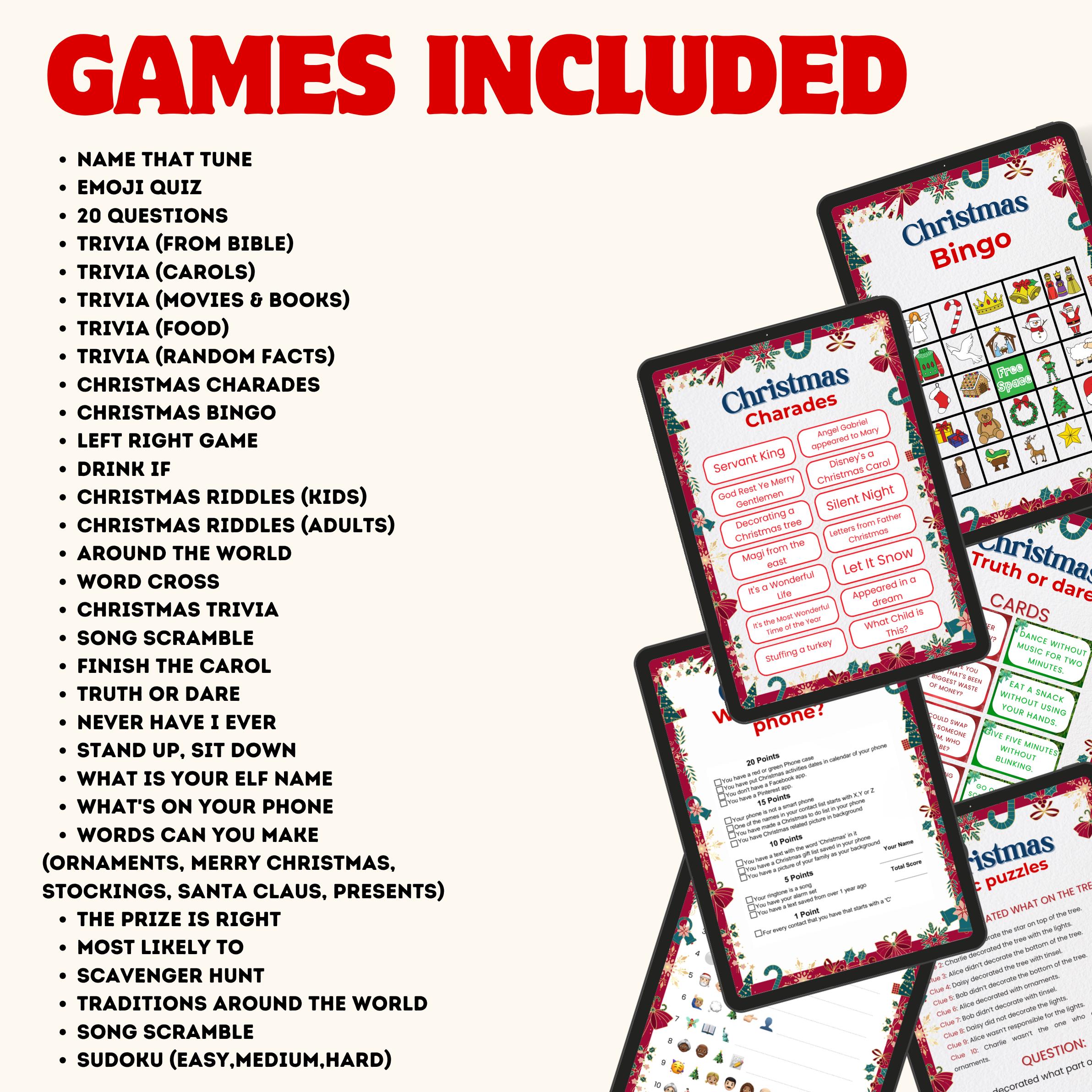 Christmas Party Games Bundle, 80 Printable Activities, Answer Keys ...