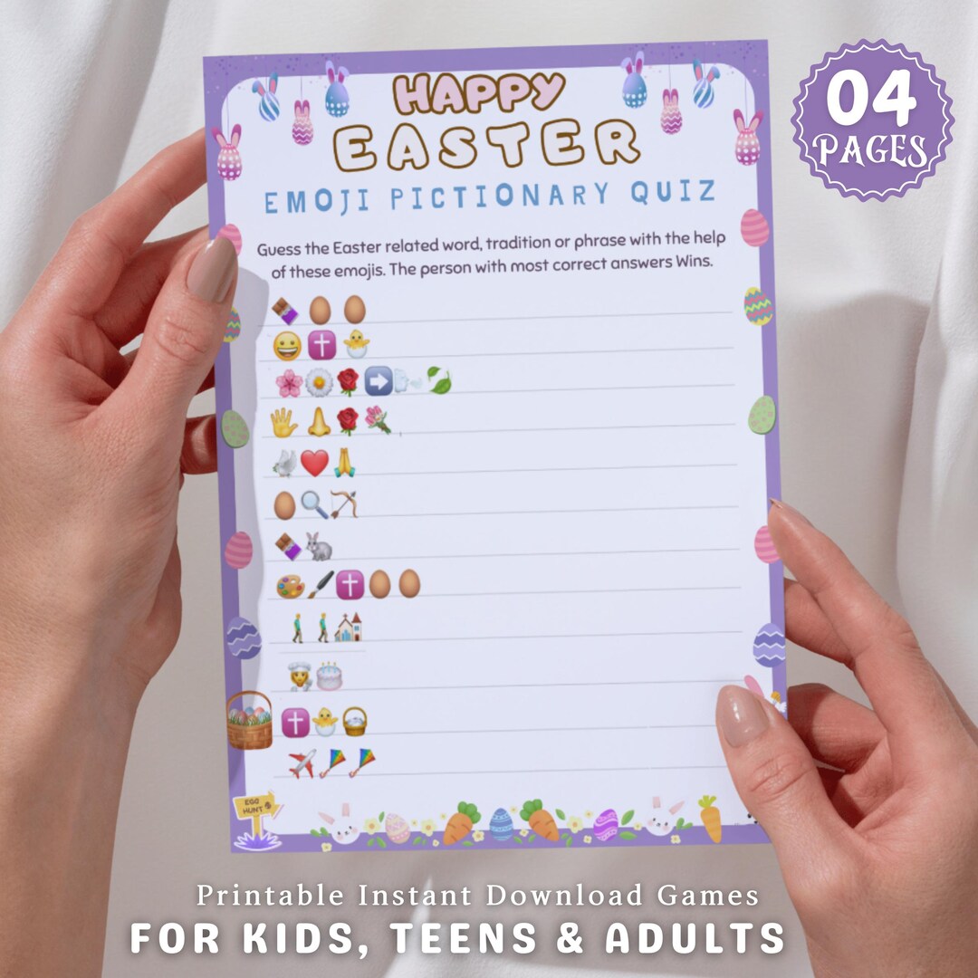 Easter Emoji Pictionary, Fun Easter Party Game, Printable Activity for ...