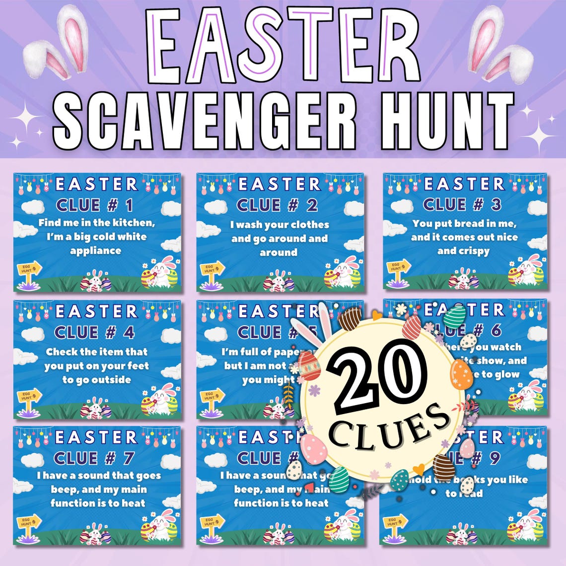 Printable Easter Indoor Scavenger Hunt for Kids | Fun Easter Egg Hunt ...